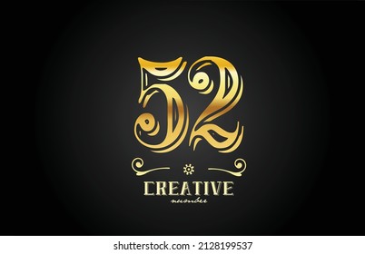 52 Gold Number Logo Icon Design Stock Vector (Royalty Free) 2128199537 ...