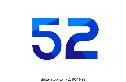 52 Number Modern Flat Blue Logo Stock Vector (Royalty Free) 2030543492 ...