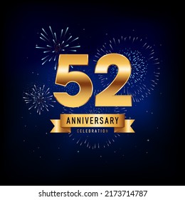 52 Years Anniversary Celebration Vector Design Stock Vector (Royalty ...
