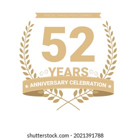 52 Years Anniversary Vector Icon Logo Stock Vector (Royalty Free ...