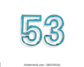 53 Blue Number Hand Drawn Brush Stock Vector (Royalty Free) 1835705161 ...