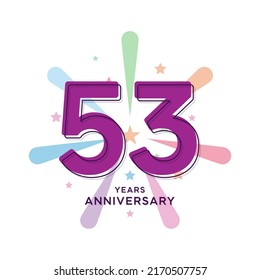 53 Years Anniversary Celebration Vector Template Stock Vector (Royalty ...