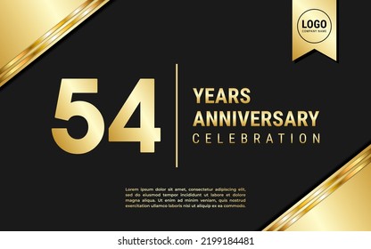 54 Years Anniversary Template Design Golden Stock Vector (Royalty Free ...