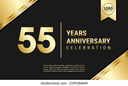 55 Years Anniversary Template Design Golden Stock Vector (Royalty Free ...