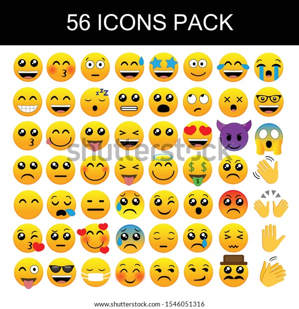 56 Icônes De Pack D'Emojis Ensemble : image vectorielle de stock (libre ...