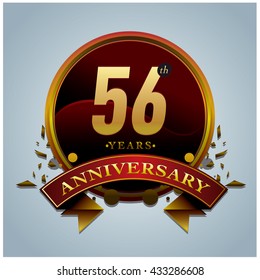 56th Anniversary Logo Gold Circle Badge Stock Vector (Royalty Free ...