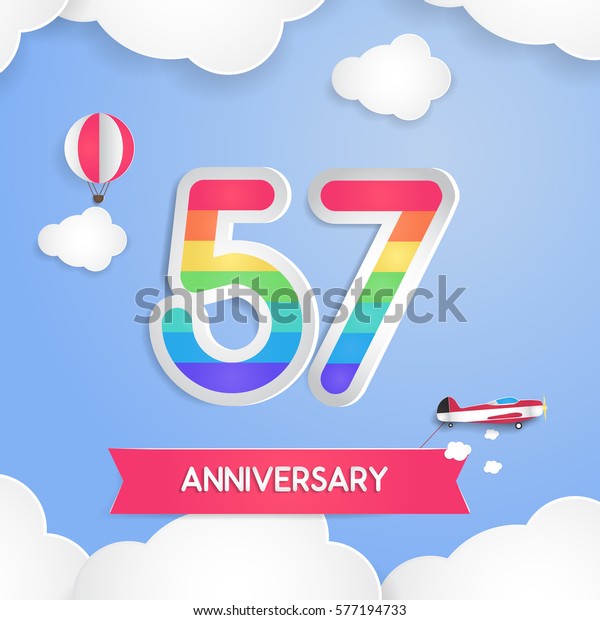 57 Anniversary Celebration Logo Rainbow Colored Stock Vector (Royalty ...