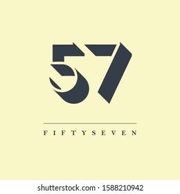 Vektor Stok 57 Number Shadow Letter Design Logo (Tanpa Royalti ...