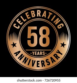 58 Years Anniversary Logo Vector Illustration Stock Vector (Royalty ...