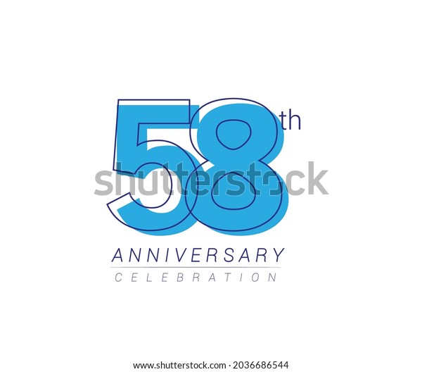 58th Anniversary Blue Colored Vector Design Stock Vector (Royalty Free ...
