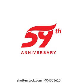 59 Anniversary Wave Logo Red Stock Vector (Royalty Free) 404883610