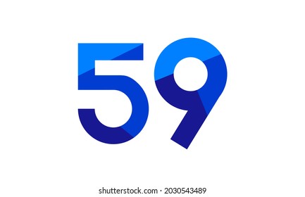 59 Number Modern Flat Blue Logo Stock Vector (Royalty Free) 2030543489