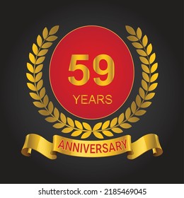 59 Years Anniversary Logo Template Gold Stock Vector (Royalty Free ...