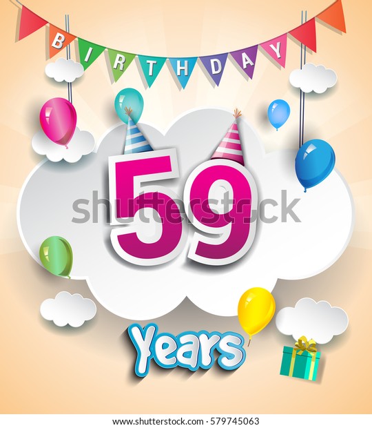 59 Years Birthday Design Greeting Cards Stock Vector (Royalty Free ...