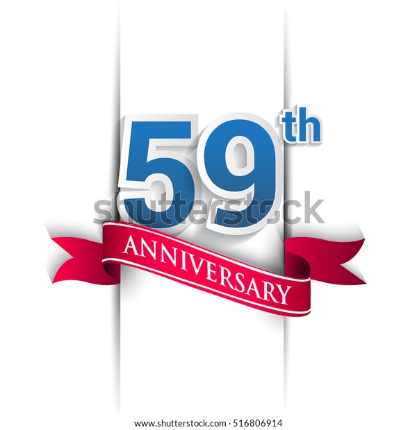 59th Anniversary Logo Blue Red Colored 스톡 벡터(로열티 프리) 516806914