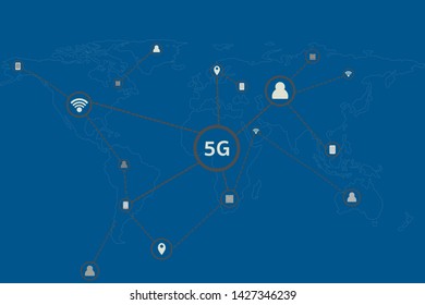 5g Infographic Icon World Map Connecting Stock Vector (Royalty Free ...