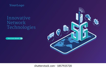 5g Network Technologies Isometric Innovative Wireless Stock Vector ...