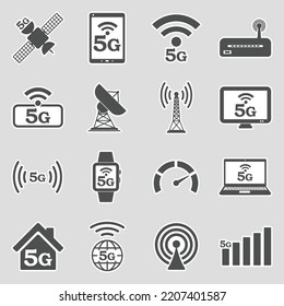 5g Technology Icons Sticker Design Vector Stock Vector (Royalty Free ...
