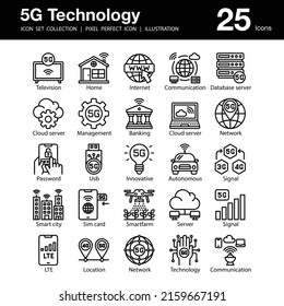 5g Technology Outline Icon Set Collection Stock Vector (Royalty Free ...