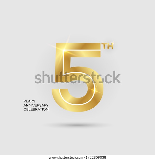 5th 3d Gold Anniversary Logo Isolated Stock Vector (Royalty Free ...