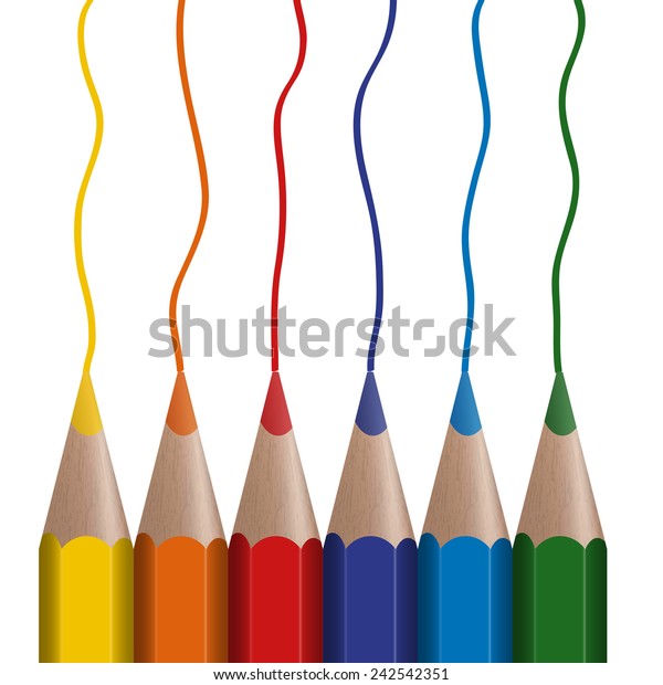 6 Colored Pencils Row Stock Vector (Royalty Free) 242542351 | Shutterstock
