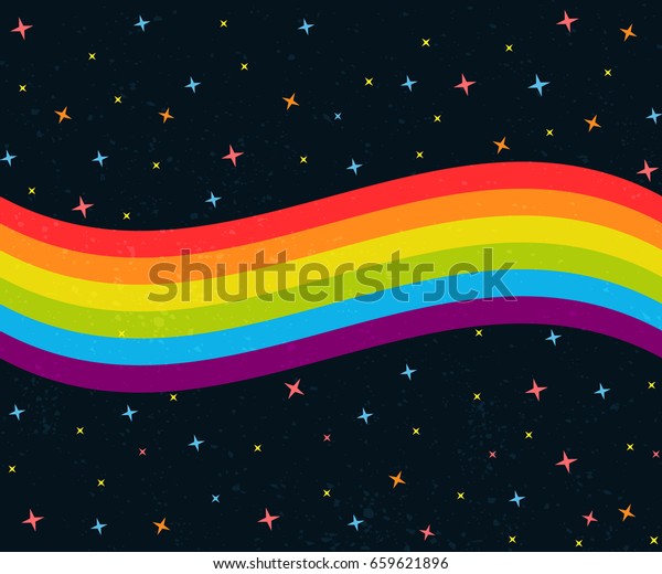 6 Colors Rainbow Wave On Dark Stock Vector (Royalty Free) 659621896 ...