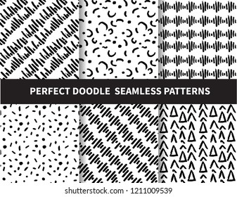 6 Doodle Seamless Patterns Beautiful Classic Stock Vector (Royalty Free ...