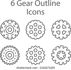 6 Gear Outline Icon Vector Design Stock Vector (Royalty Free ...