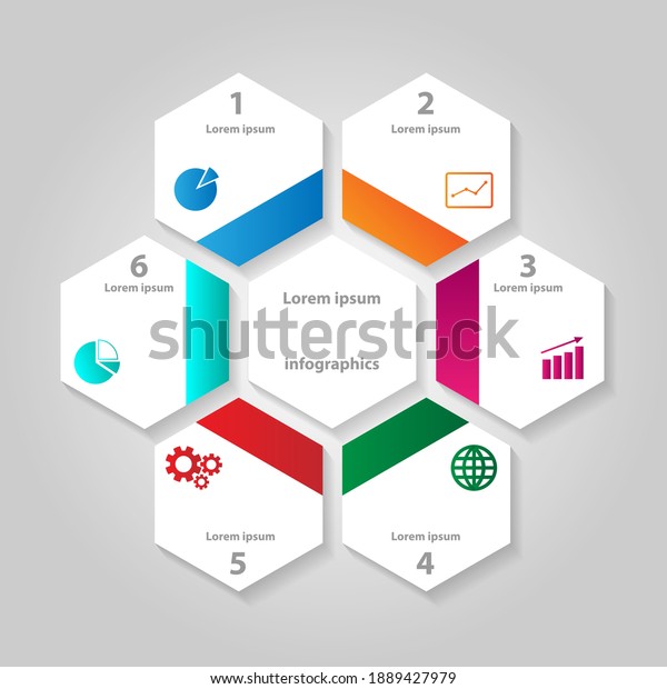 6 Hexagon Style Infographics Chart Text Stock Vector (Royalty Free ...