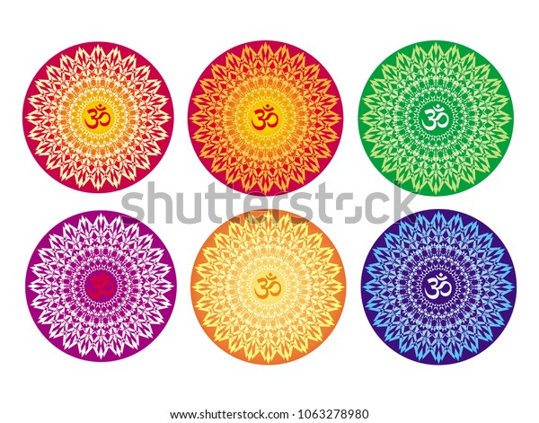 6 Mandalas Different Colors Aum Om Stock Vector (Royalty Free ...