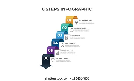Six Steps Process Chart Slide Template: เวกเตอร์สต็อก (ปลอดค่าลิขสิทธิ์ ...