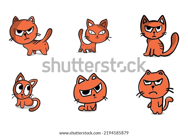 6 Set Cartoon Cat Design Vectro Stock Vector (Royalty Free) 2194585879 ...