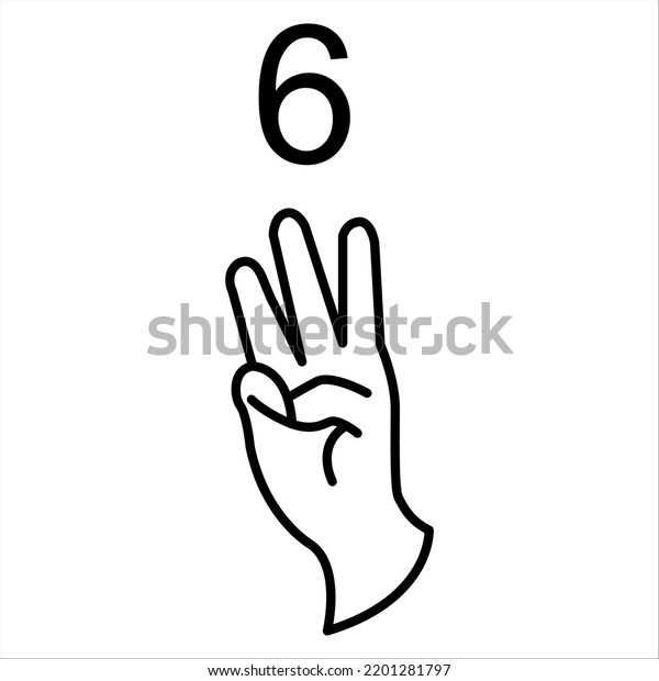 6 Six Hand Sign Deaf Language Stock Vector (Royalty Free) 2201281797 ...