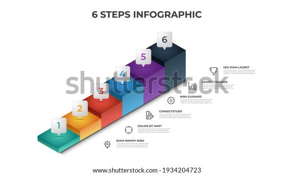 6 stairs steps infographic element template vector, layout design for ...