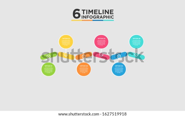 6 Step Timeline Infographic Element Business 库存矢量图（免版税）1627519918 ...