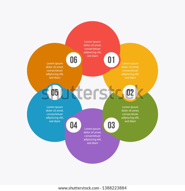 6 steps Circle chart, Circle infographic or Circular diagram