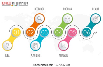 6 Steps Infographic Design Template Diagram Stock Illustration 1114988042