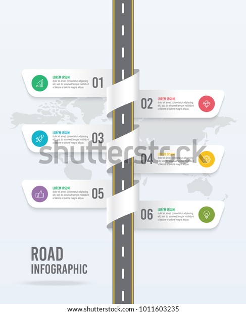 6 Steps Road Sign Infographic Template Stock Vector (Royalty Free ...