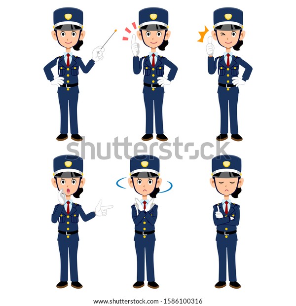 6 Types Female Guards Poses Gestures Stock Vector (Royalty Free ...