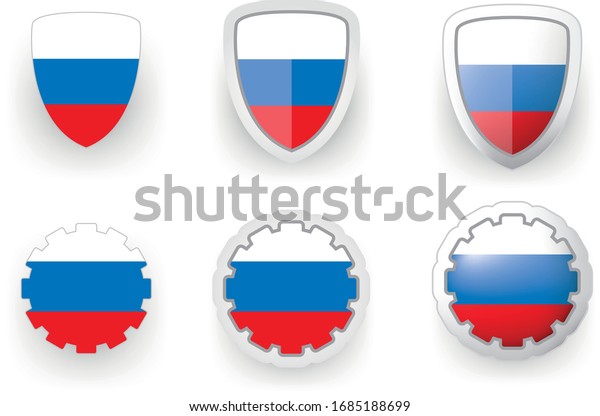 6 Vector Icons Russia Flag Shield Stock Vector (Royalty Free ...