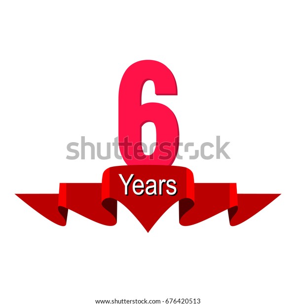 6 Year Anniversary Logo Red Ribbon Stock Vector (Royalty Free ...