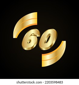 60 Golden Numbers Vector 3d Realistic Stock Vector (Royalty Free ...