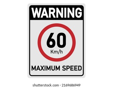 60 Km Per Hour Traffic Sign Stock Vector (Royalty Free) 2169686949 ...