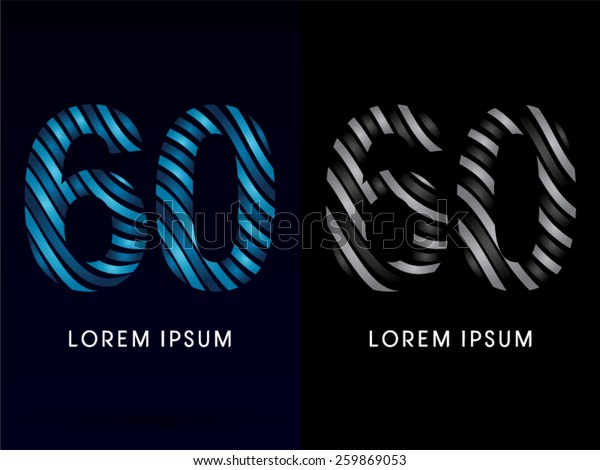 60 Number Modern Wave Font Designed Stock Vector (Royalty Free) 259869053