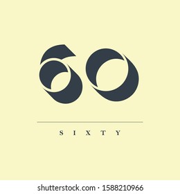 60 Number Shadow Letter Design Logo: vector de stock (libre de regalías ...