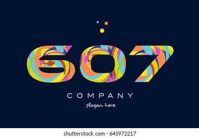 607 Number Digit Numeral Logo Colored Stock Vector (Royalty Free ...