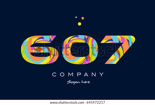 607 Number Digit Numeral Logo Colored Stock Vector (Royalty Free ...