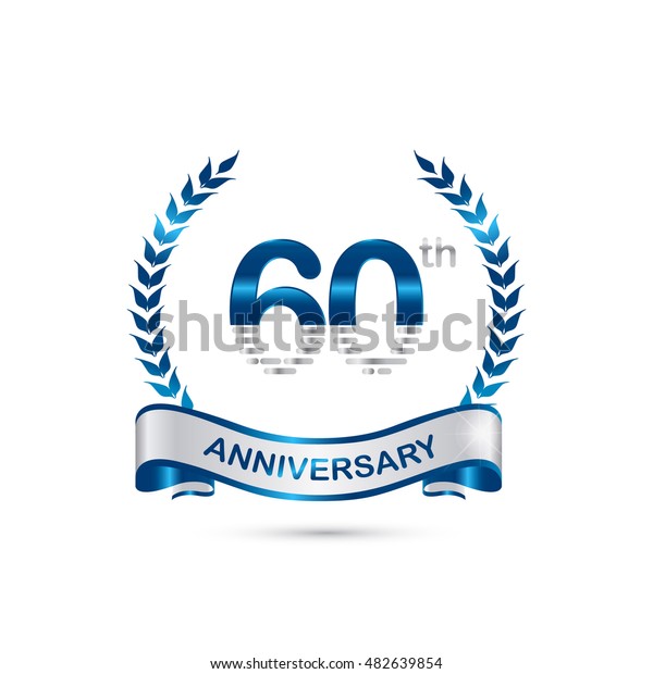 60th Anniversary Blue Silver Colored Wreath Stock Vector (Royalty Free ...