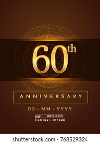 60th Anniversary Poster Design On Golden Stock Vector (Royalty Free ...