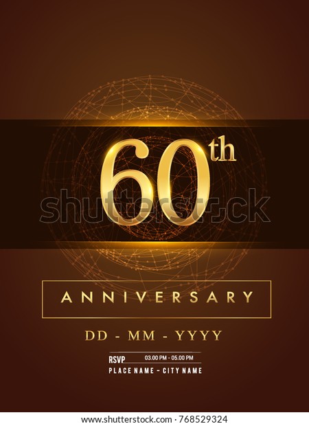 60th Anniversary Poster Design On Golden Stock Vector (Royalty Free ...